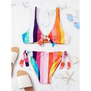 Swim | Sunny Colorful Striped Bikini Rainbow Swimsuit | Poshmark